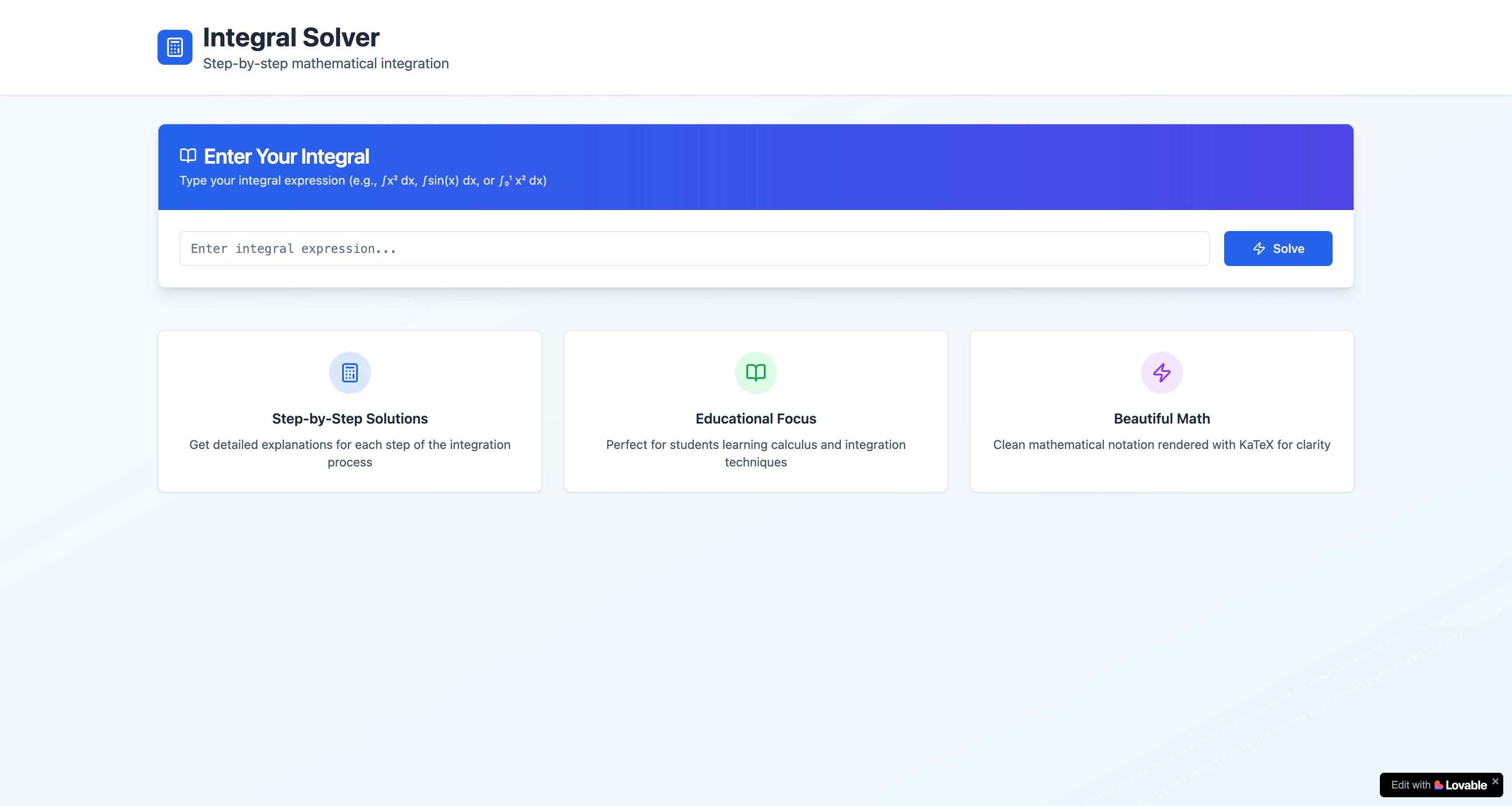Integral Calculator | Made with Lovable