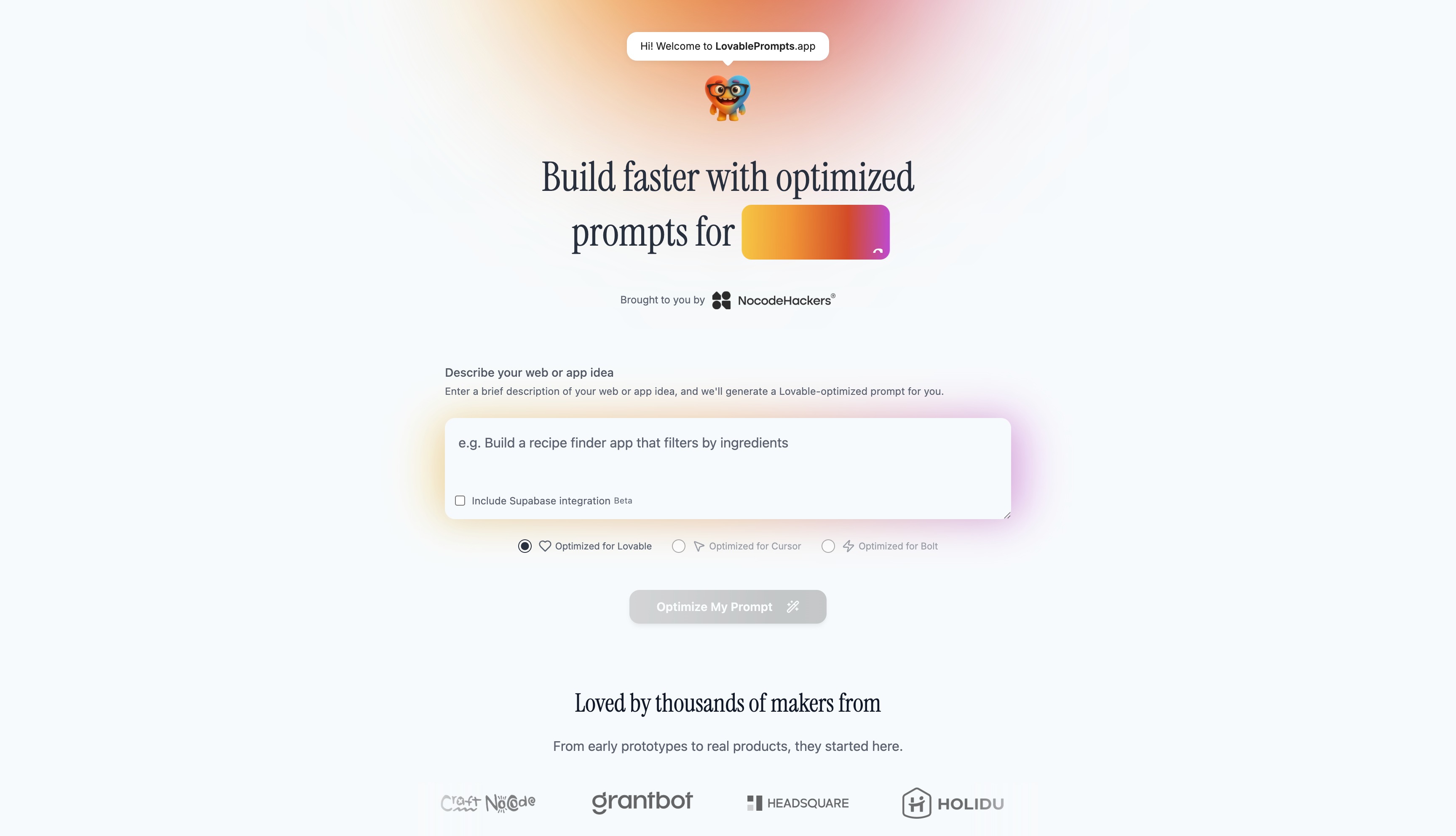 Lovable Prompt Creator | Made with Lovable