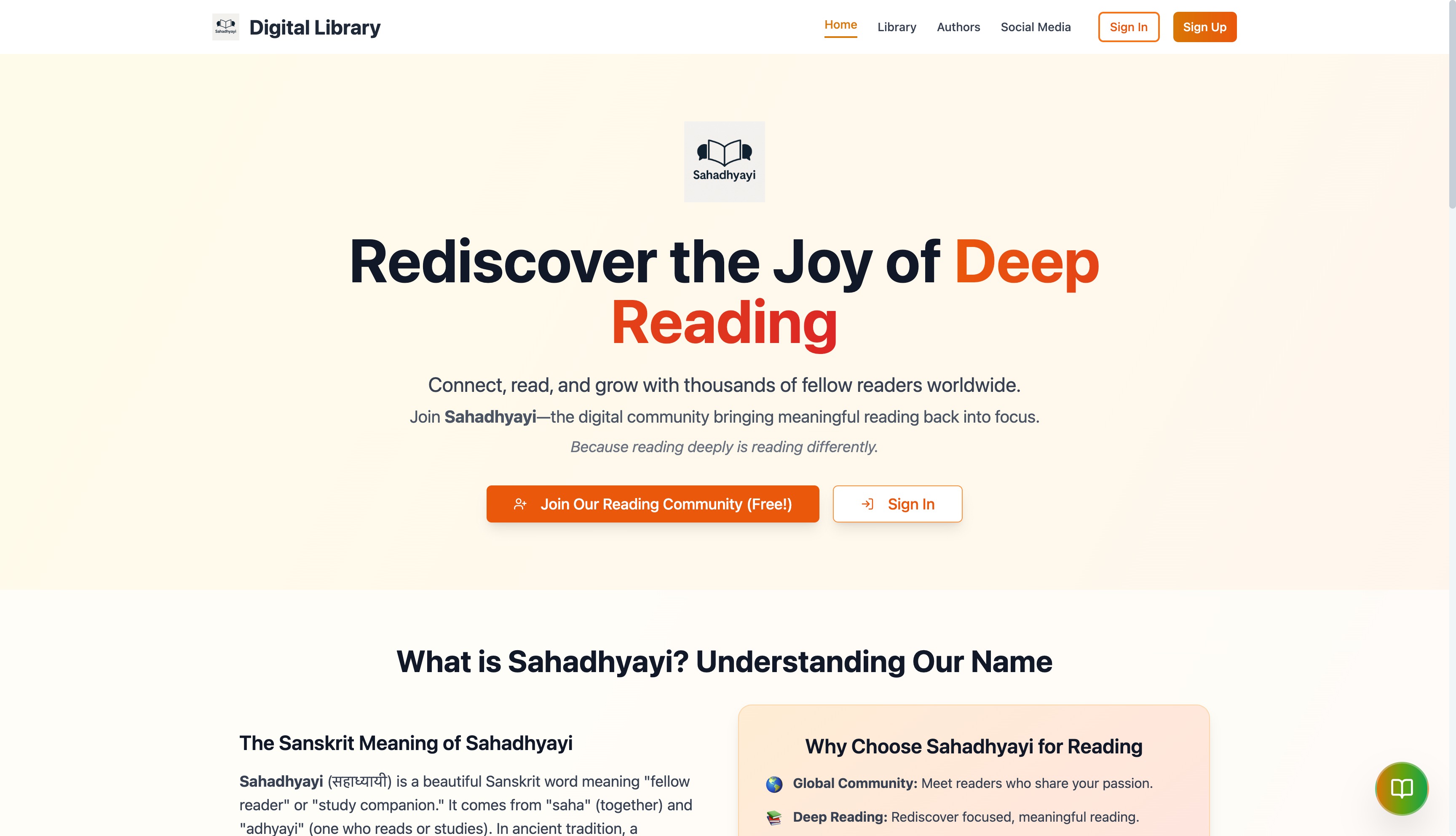 Sahadhyayi – A Social Platform for Deep Readers | Made with Lovable