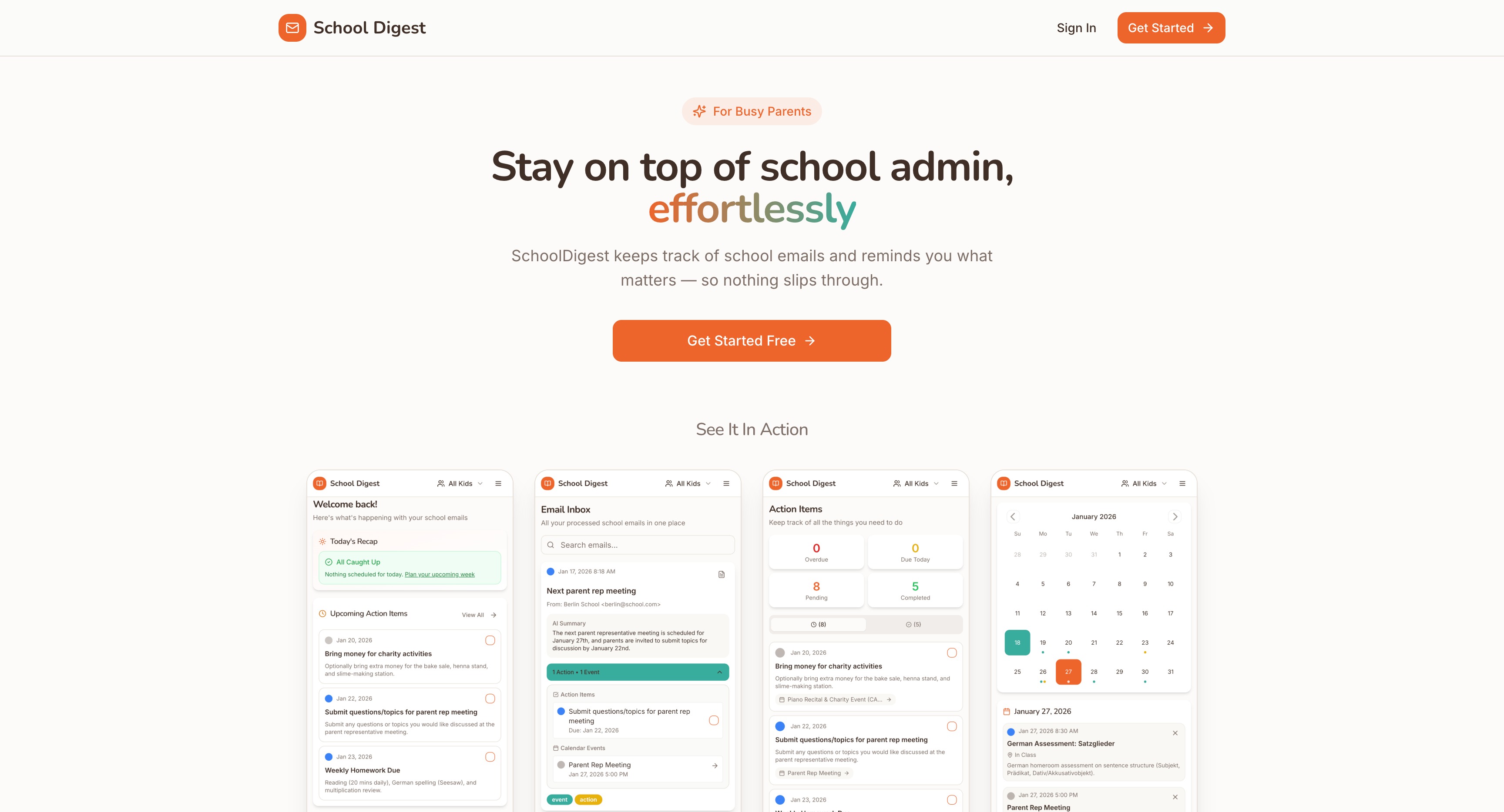 School emails Digest | Made with Lovable