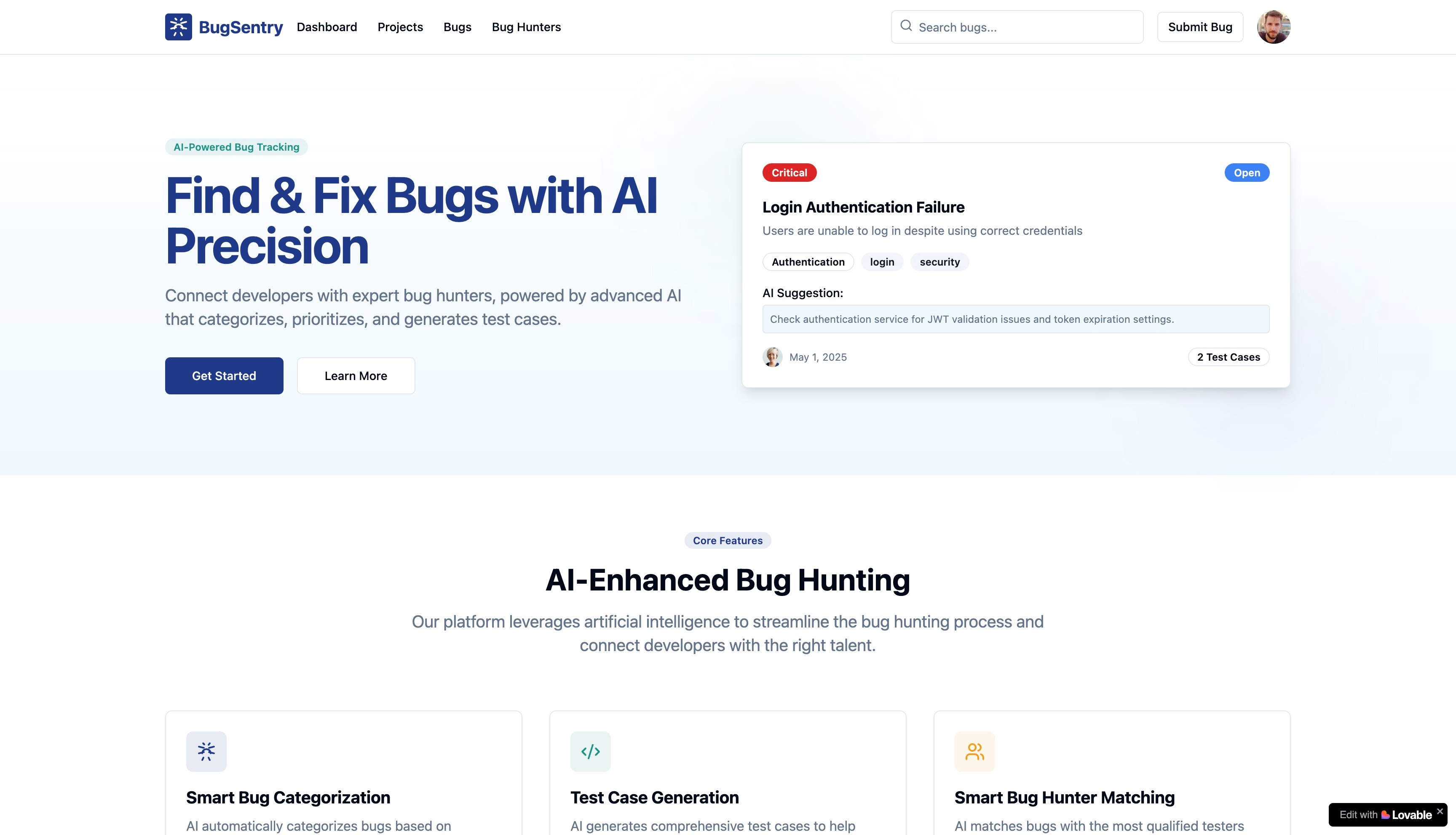 BugSentry | Made with Lovable