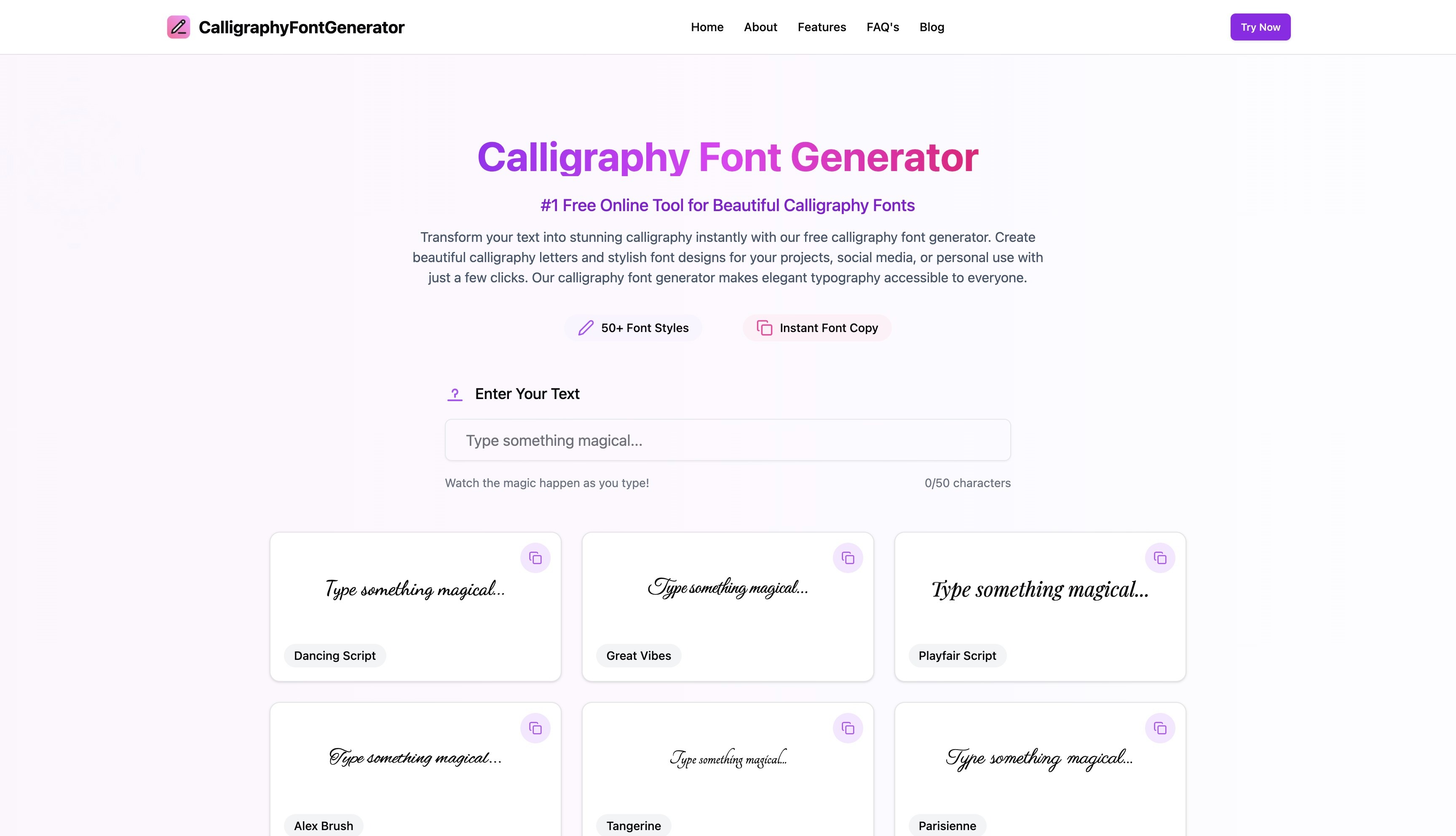 Calligraphy Font Generator | Made with Lovable