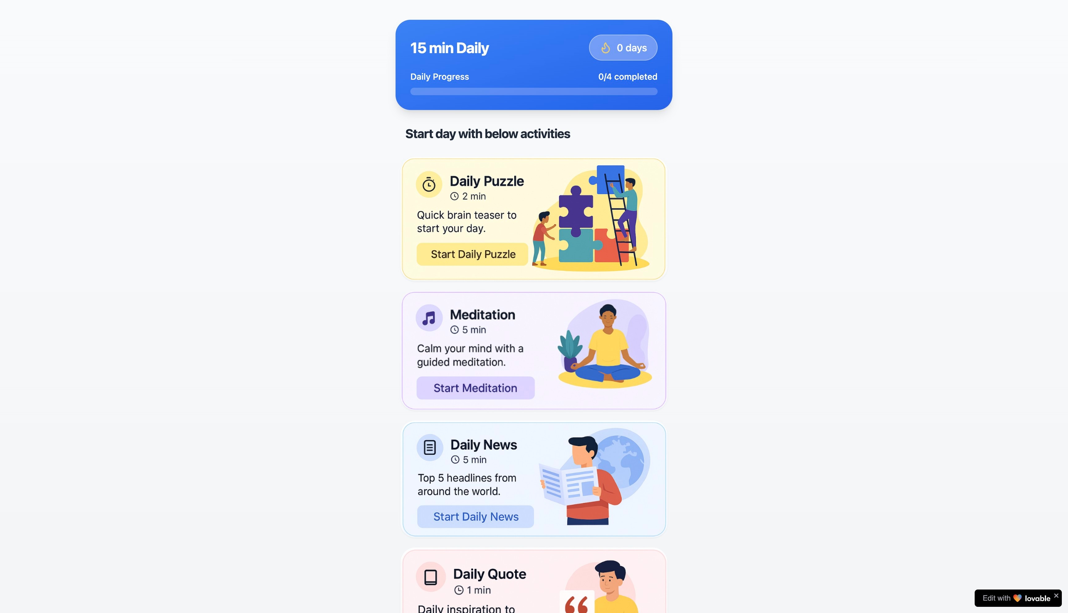 Daily Reset | Made with Lovable