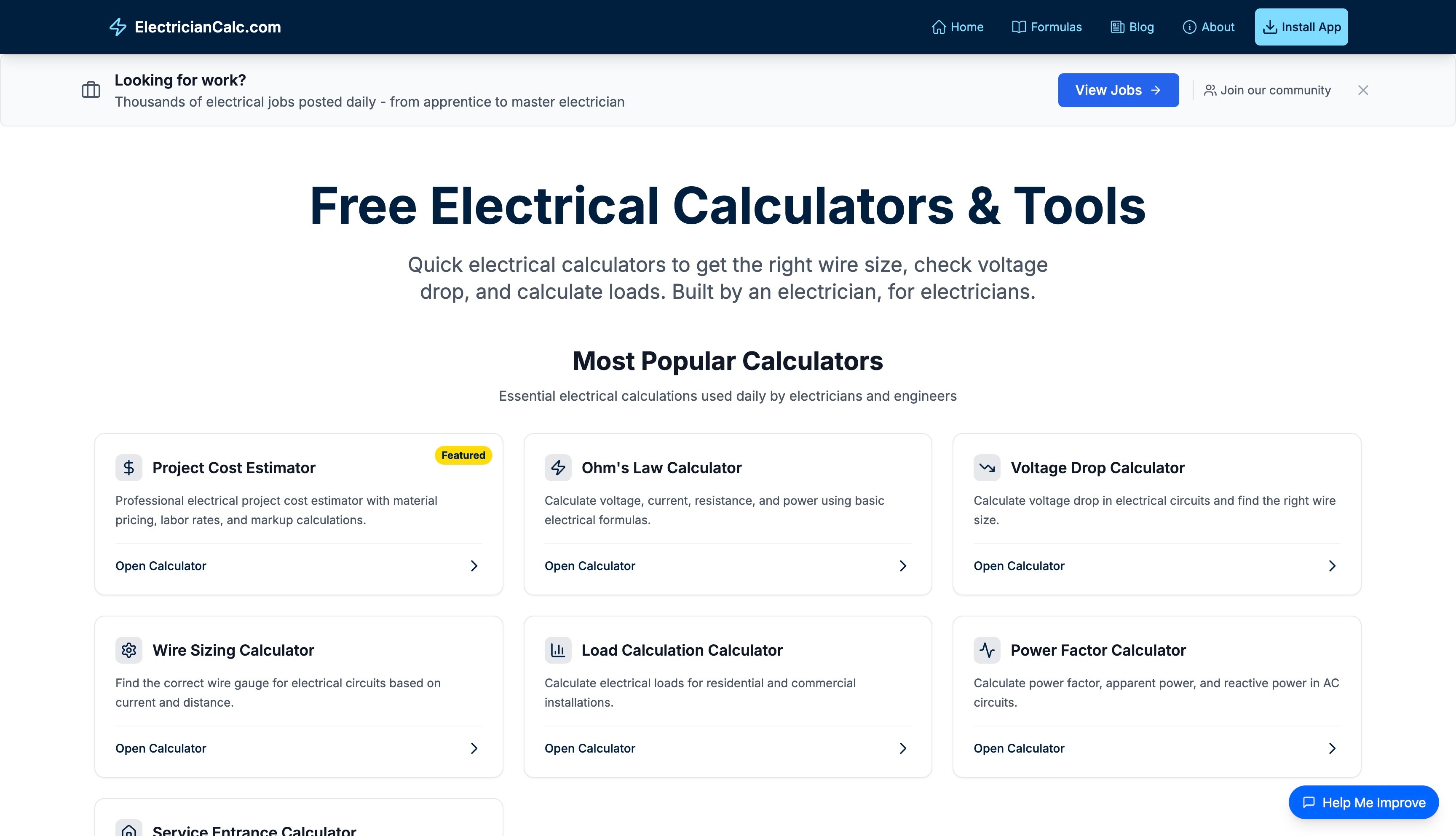 ElectricianCalc.com | Made with Lovable