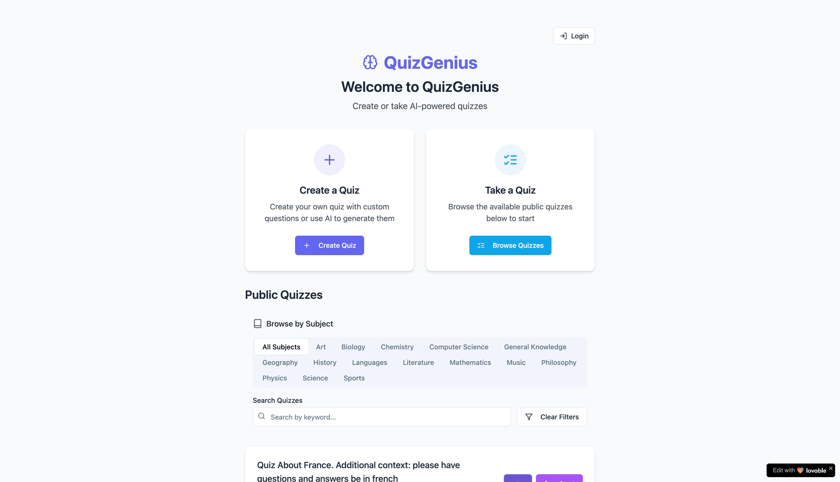 QuizGenius | Made with Lovable