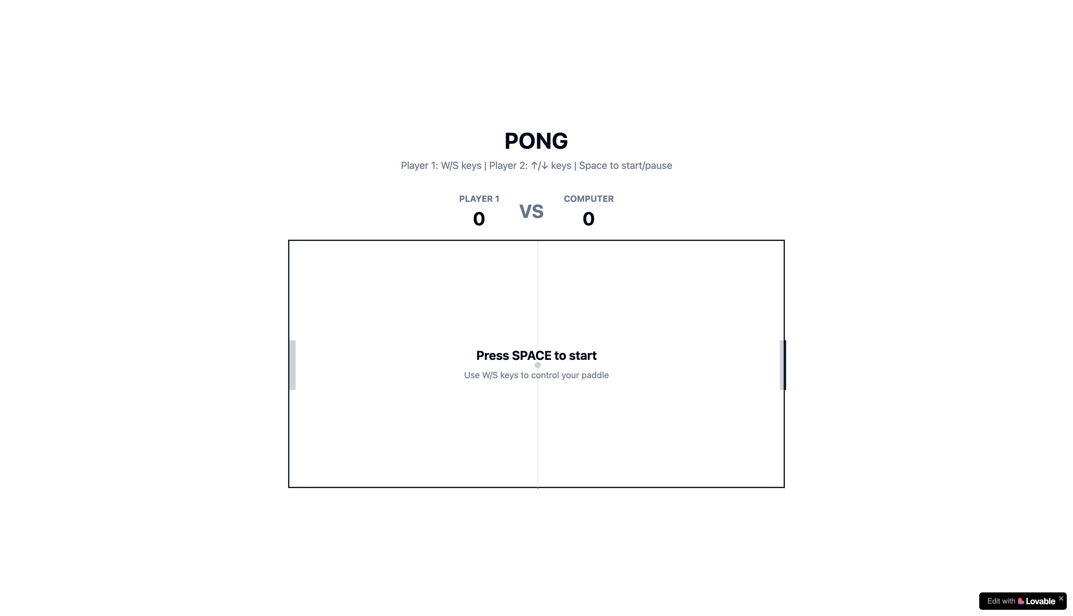 Pong | Made with Lovable
