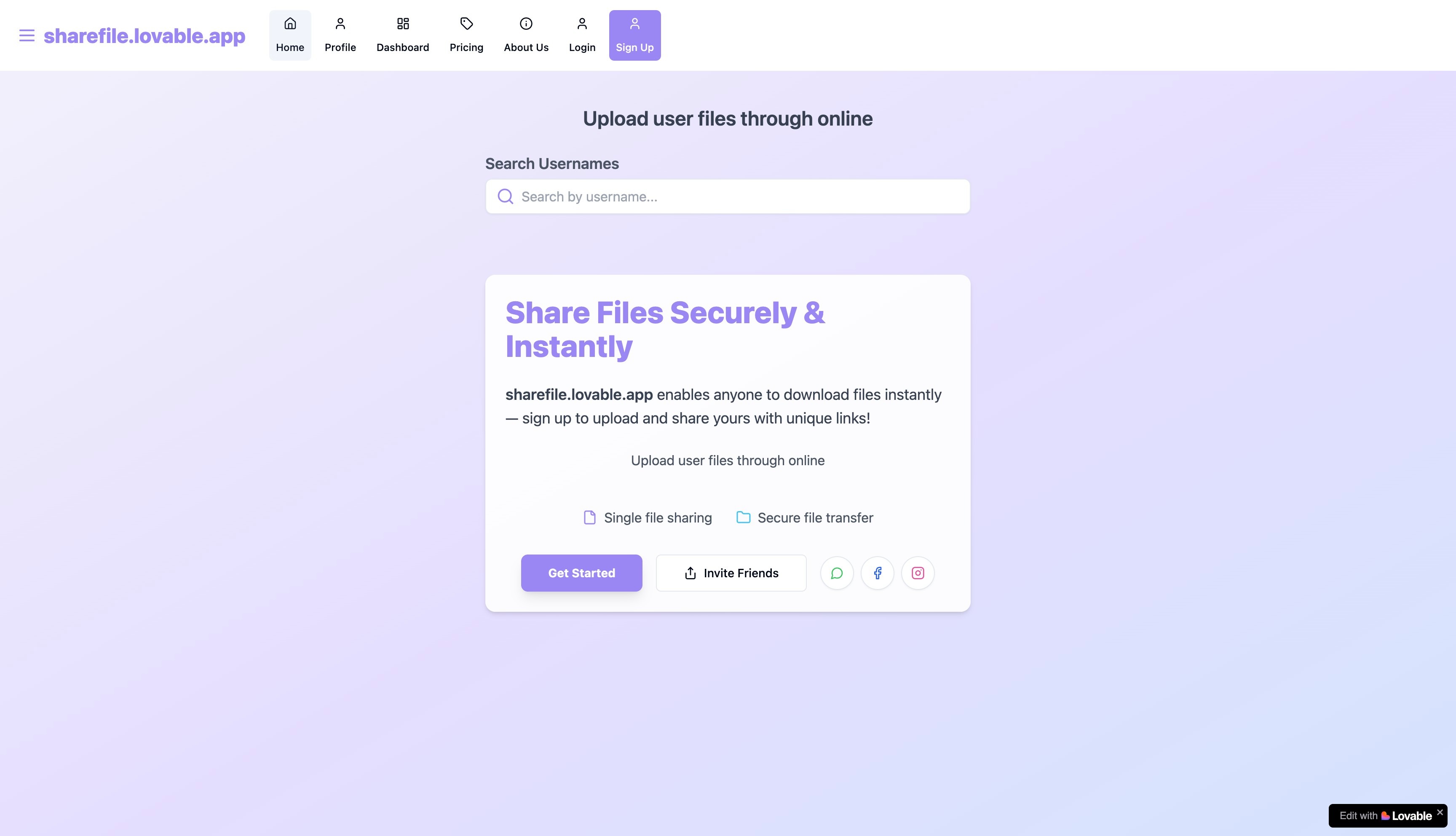 Sharefile.lovable.app | Made with Lovable