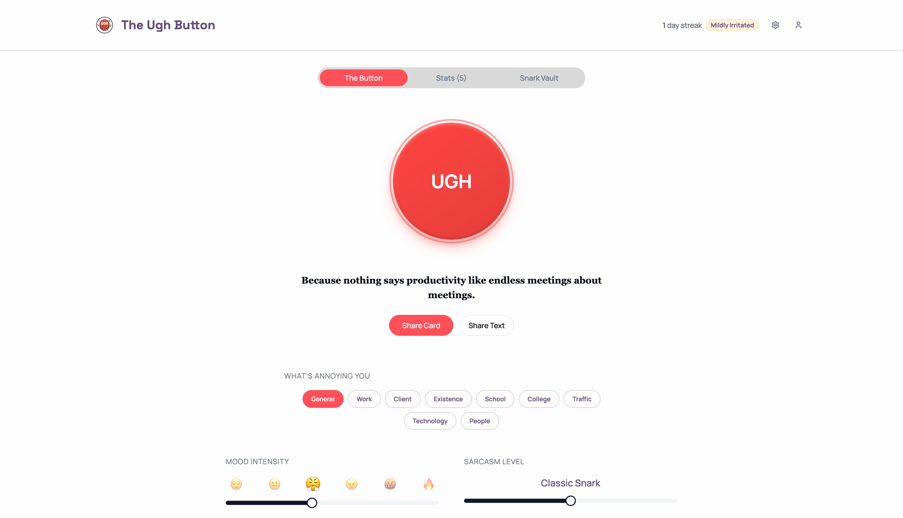 Ughh Button | Made with Lovable